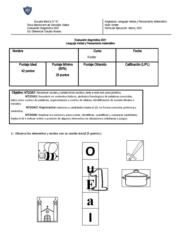 EvaluaciÓn Diagnostica Kinder 2021 1 Pdf Cognición 4844