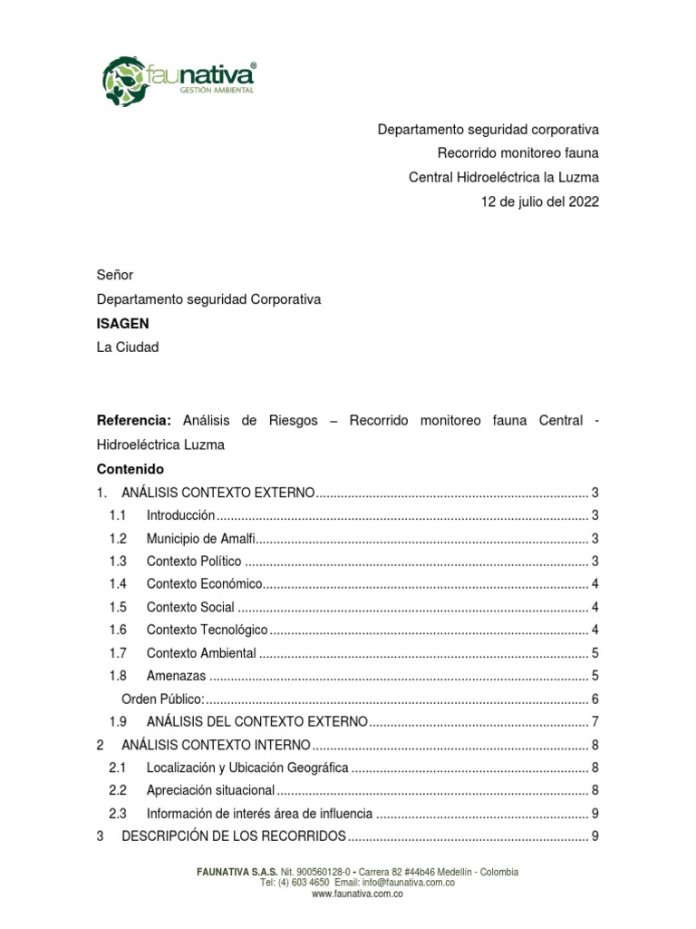 Análisis de Riesgos en Hidroeléctrica Luzma | PDF | Negocios | Ciencia y matemáticas