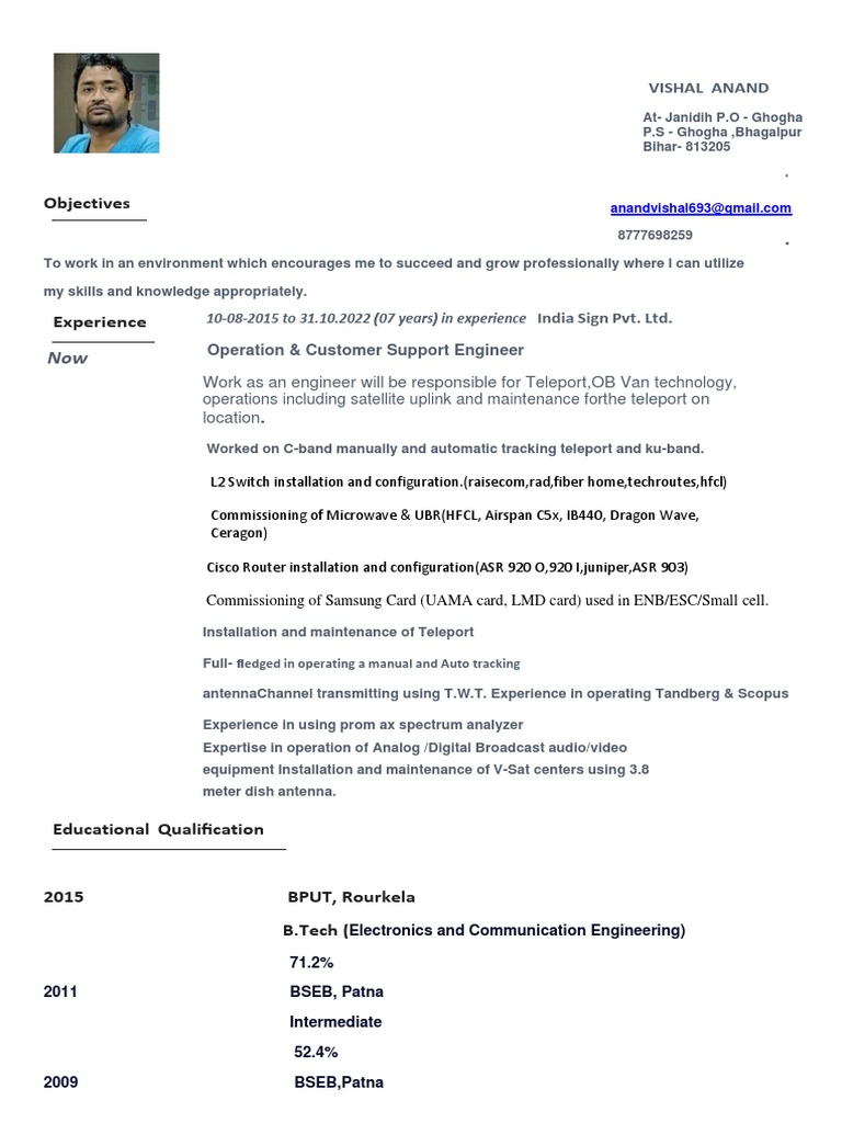Vishal Resume .. | PDF | Communication | Electrical Engineering