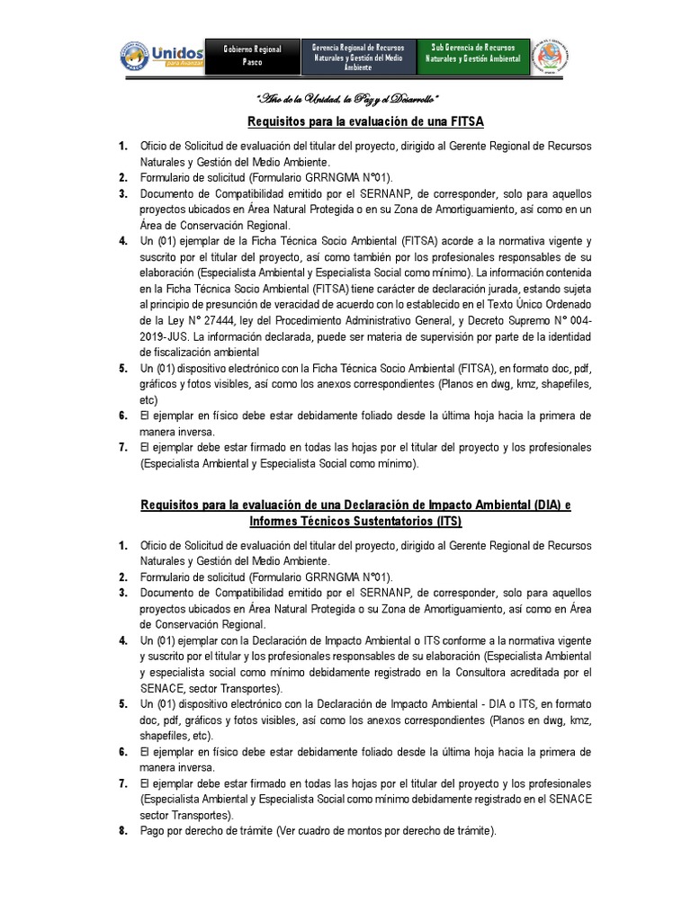 Requisitos para La Evaluación de Una Fitsa, Dia y Its - 2023 | PDF ...