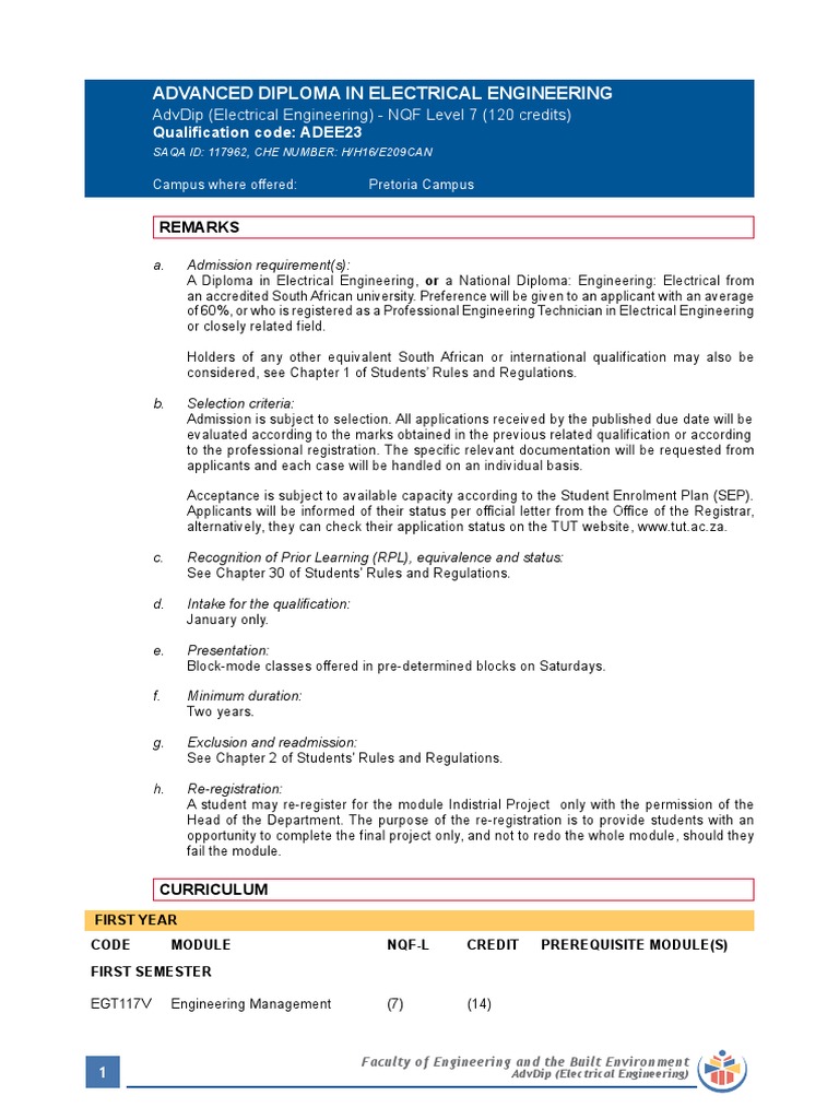 AdvDip ElectricalEng 2023 | PDF | Telecommunications | Electrical Engineering