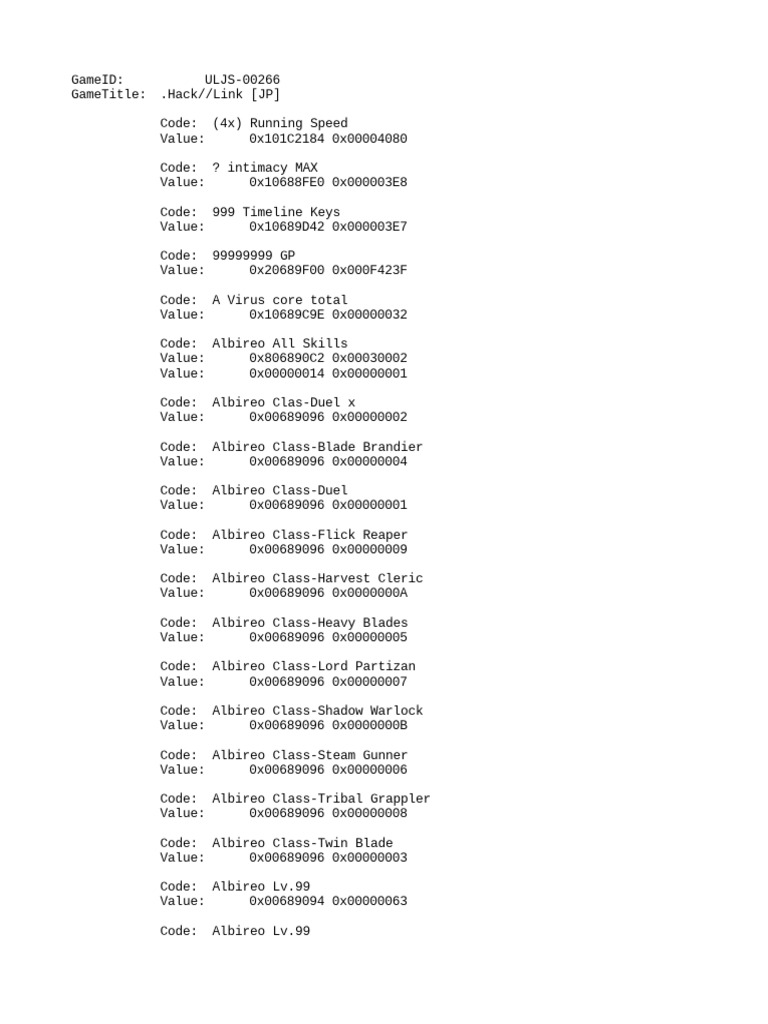 Cwcheat DB TXT Export | PDF | Tabletop Games | Role Playing