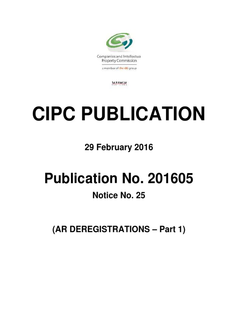 CIPC Publication Template - AR DEREGISTRATION Version K 2.1 | PDF | Economies | Business