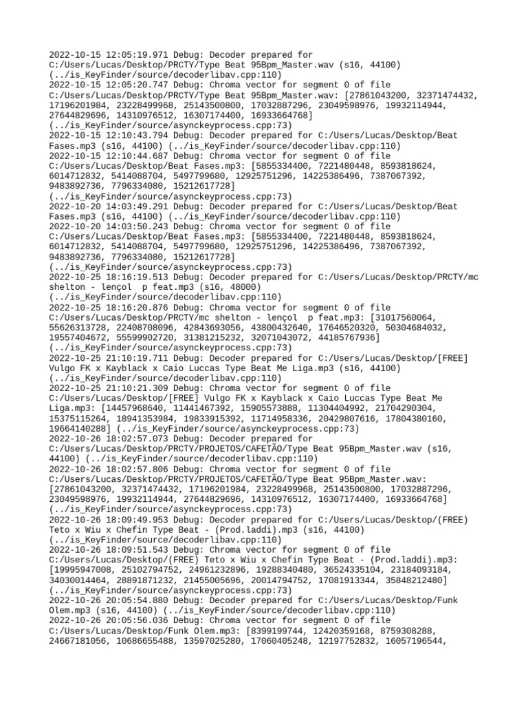 KeyFinder Log | PDF | Computer File Formats | Multimedia