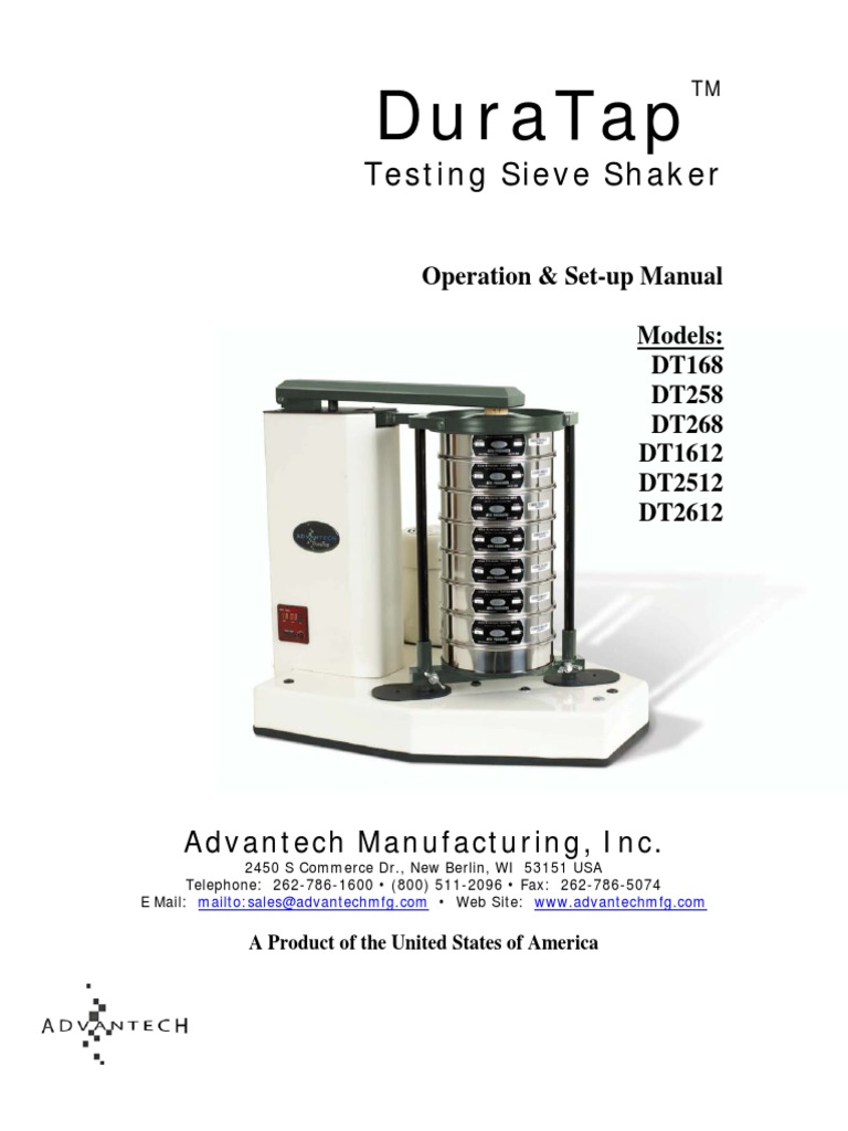 Agitador de Tamices Dura Tap Vibratory Sieve Manual | Download Free PDF ...