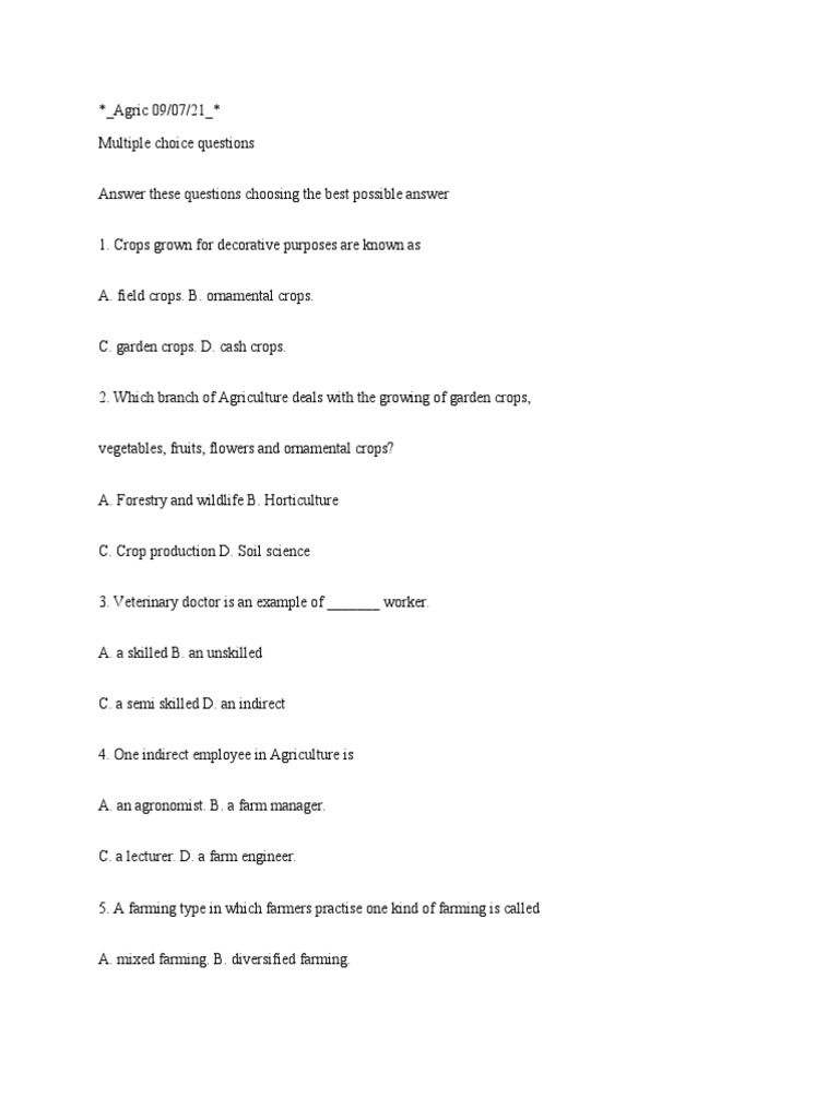 Agriculture Grade 7 | PDF | Agriculture | Crops