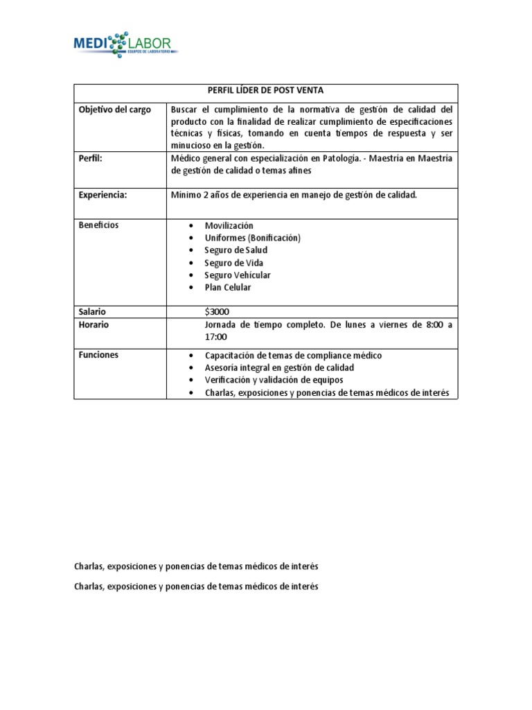 PERFIL LÍDER DE GESTIÓN DE CALIDAD | PDF