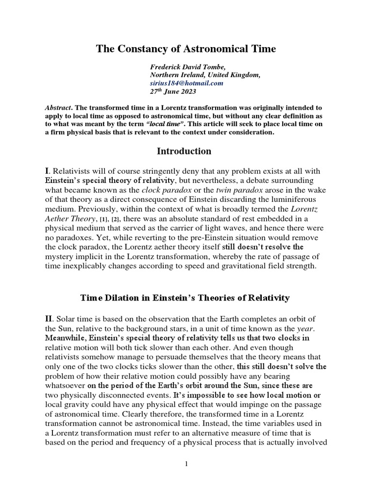 The Constancy of Astronomical Time | PDF | Luminiferous Aether | Theory ...