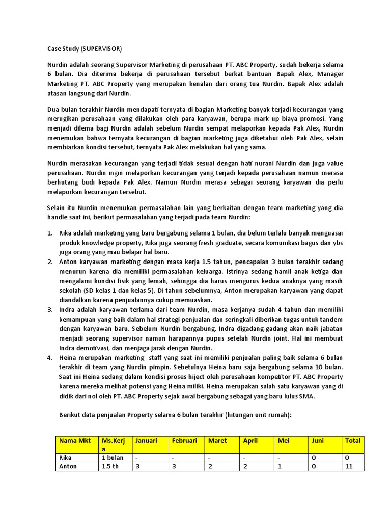 Case Study (SUPERVISOR) | PDF
