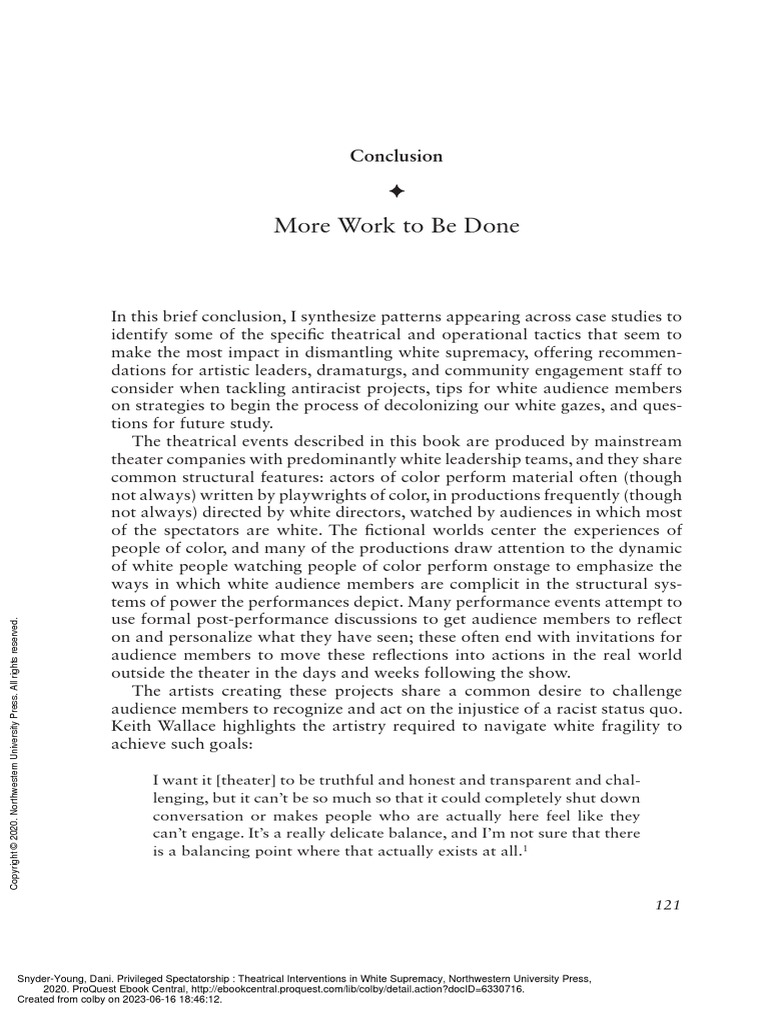 Privileged Spectatorship Theatrical Interventions ... - (Conclusion ...