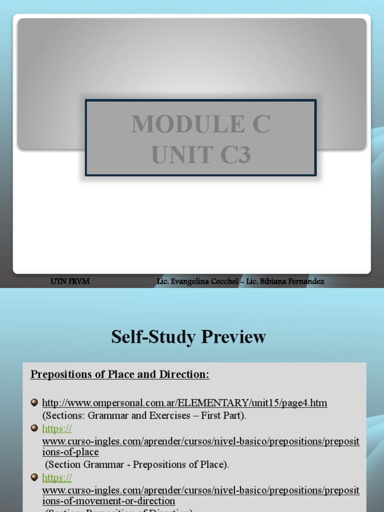 C3 Prepositions of Place (Location) and Direction (Movement) | PDF