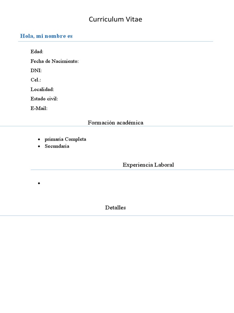 Curriculum en Blanco | PDF