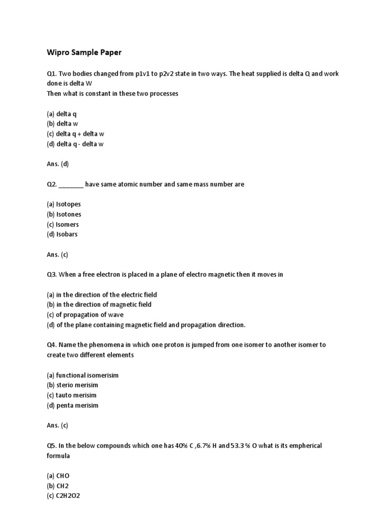 Wipro Papers Pdf Computer Data Storage C Programming Language