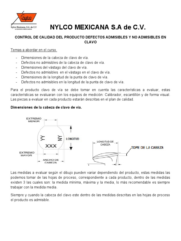 Control de Calidad Del Producto Defectos Admisibles y No Admisibles en ...