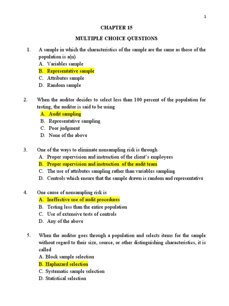 Chap 15 Audit Sampling For Tests Of Controls And Substantive Tests Of Tran Pdf Sampling 