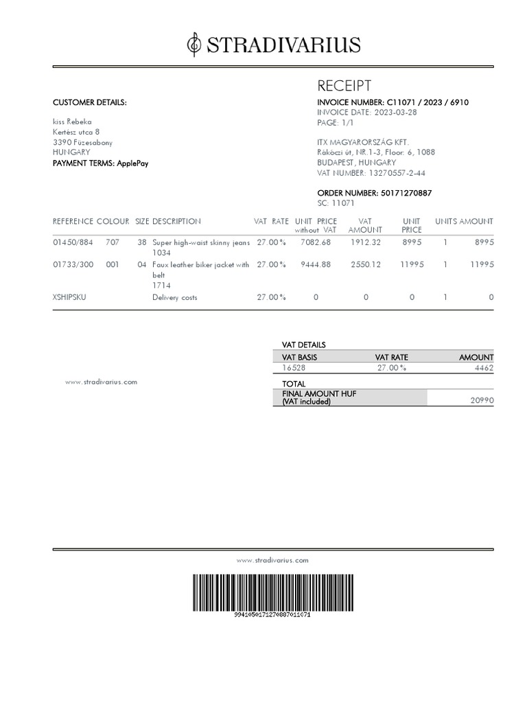 ST Invoice 98372909 | Download Free PDF | Value Added Tax | Receipt