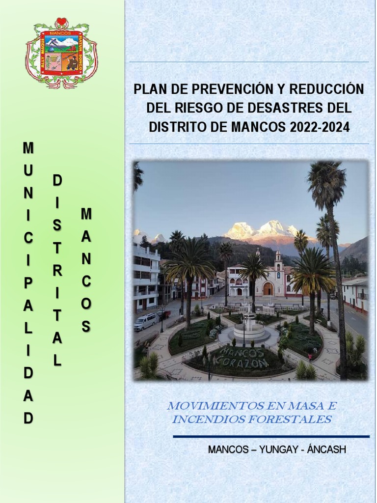 Plan de Prevencion y Reduccion Del Riesgo de Desastres Del Distrito de Mancos 2022 2024 | PDF ...