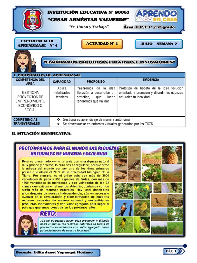 EXP N°4-FICHA 4 - EPT 2do (2° SEM JULIO) | PDF | El pensamiento de diseño | Aprendizaje