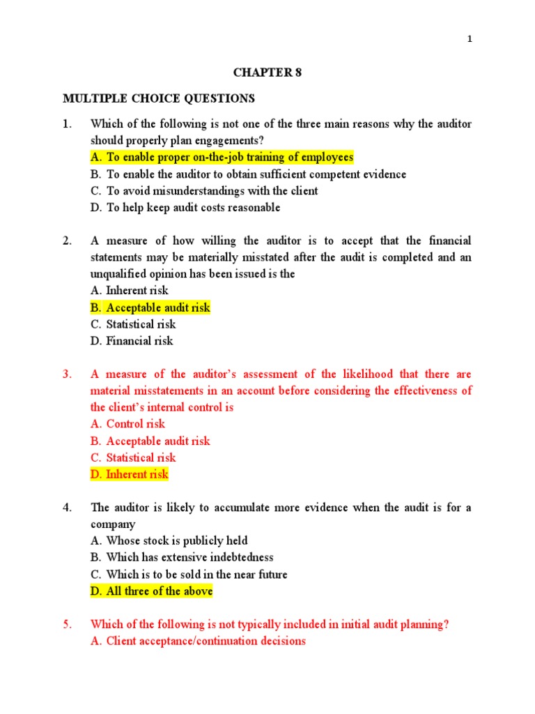CHAP 8. Audit Planning and Analytical Procedures | PDF | Financial ...