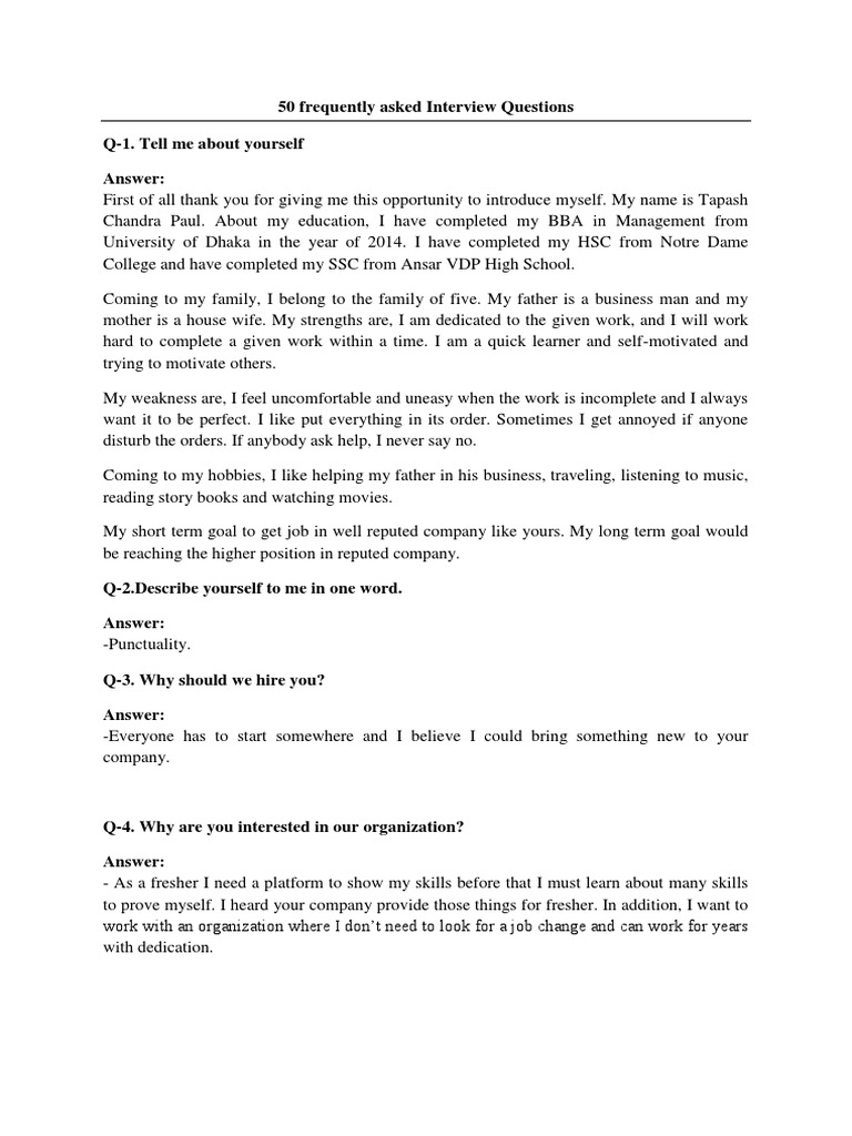 50 Frequently Asked Interview Questions - PDF Version 1 | PDF | Power ...
