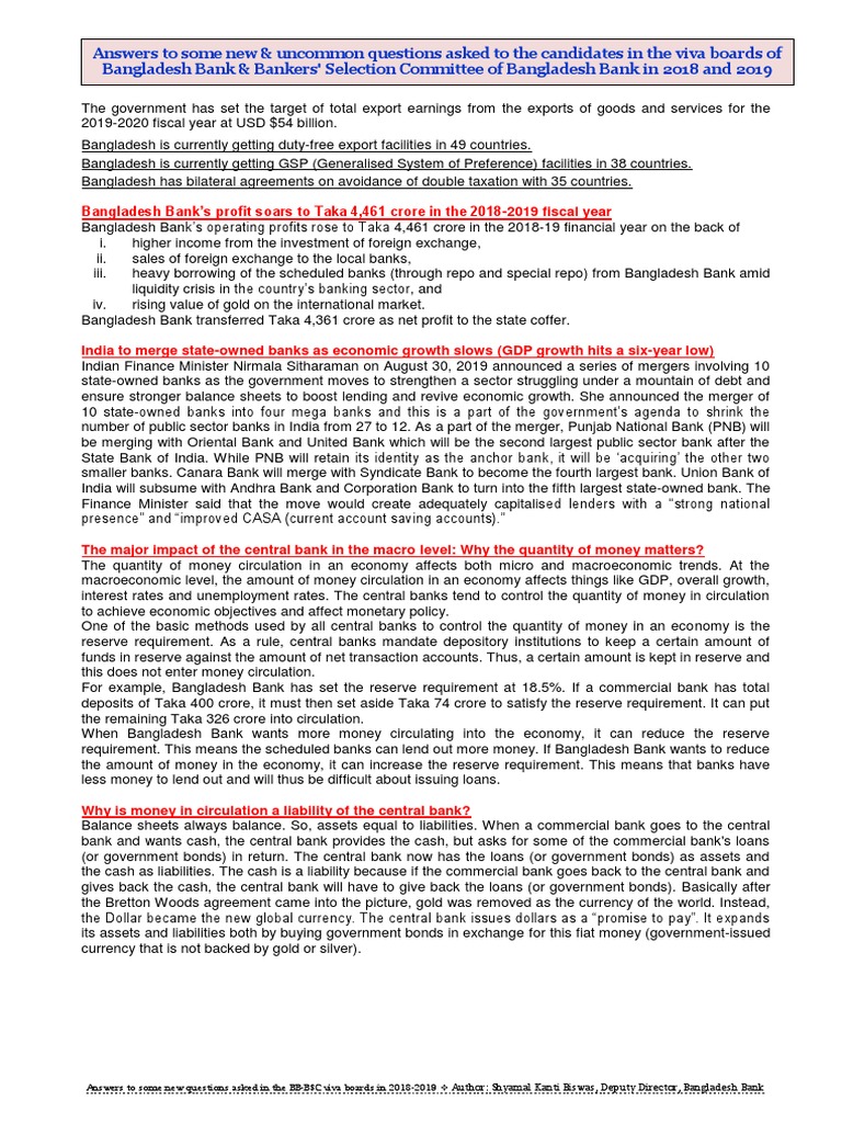 Answers To Some New Questions Asked in The BB & BSC Viva Boards in 2018 ...