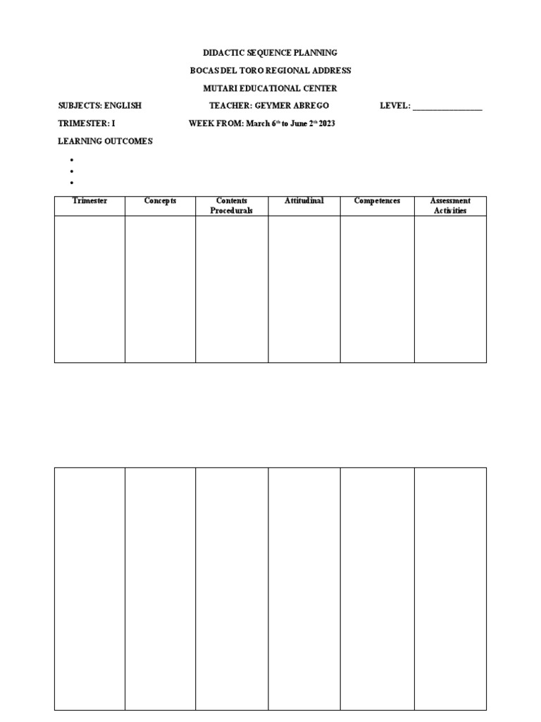 Didactic Sequence Planning | PDF