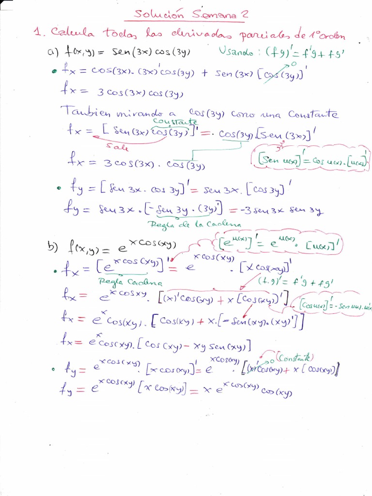 Semana 03-Solucion - Derivadas Parciales | PDF | Sustracción | Producción y fabricación