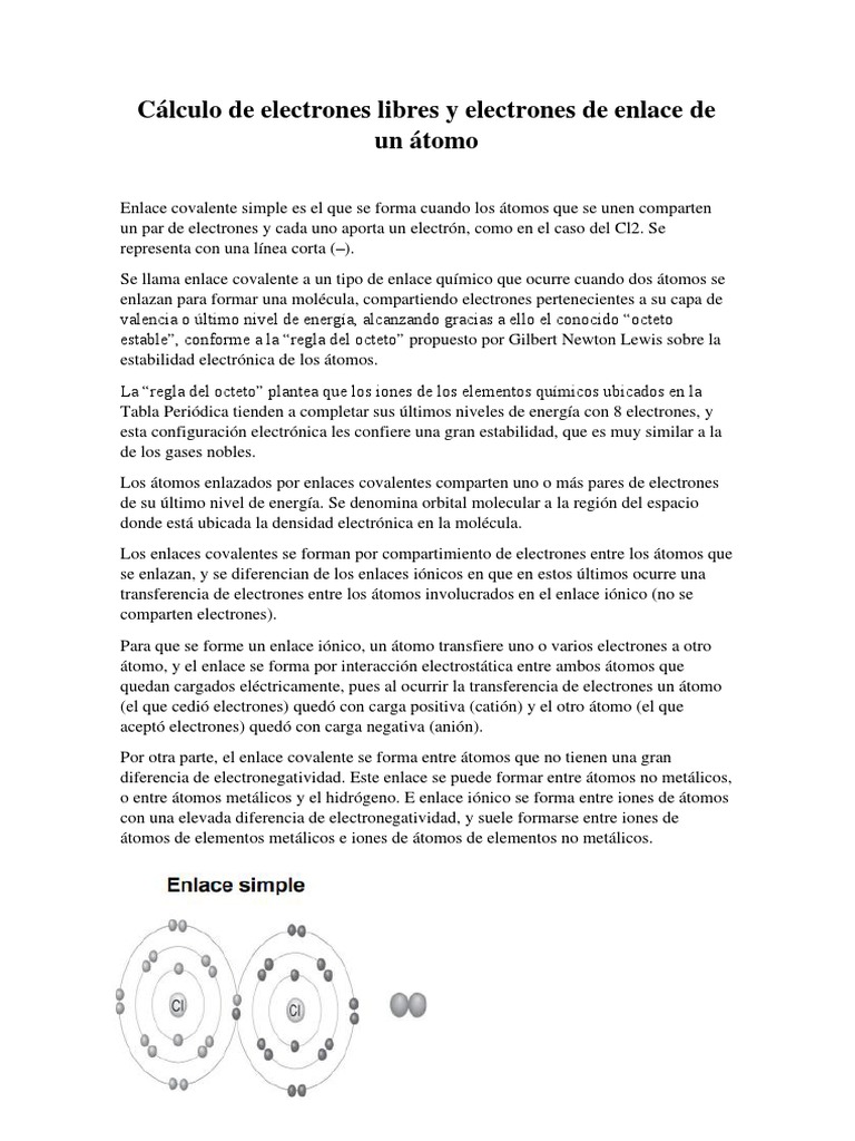 Cálculo de Electrones Libres y Electrones de Enlace de Un Átomo | PDF ...