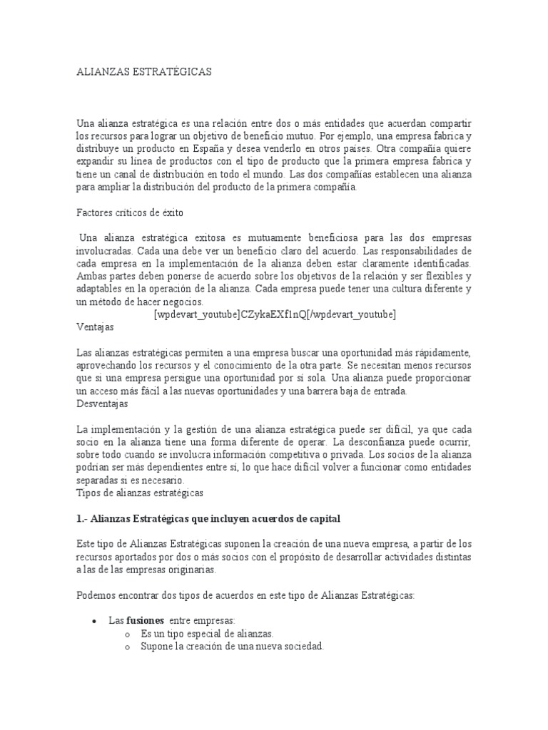 Alianzas Estratégicas: Tipos y Beneficios | PDF | Proyecto conjunto | Sociedad
