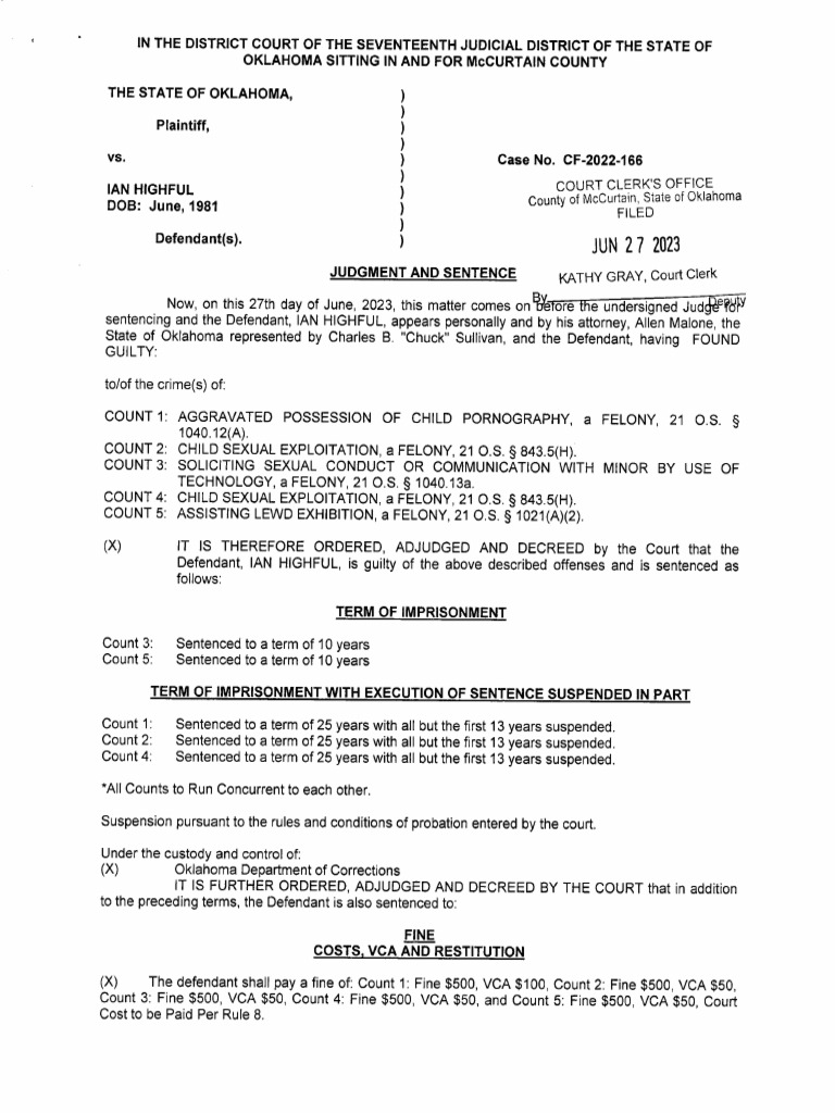 Ian Cassidy Highful Sentenced | PDF