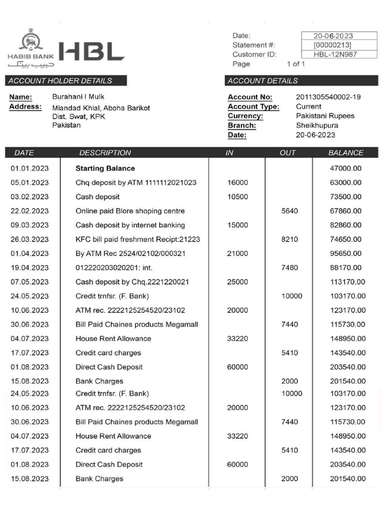 Bank Statement Page 1 | PDF