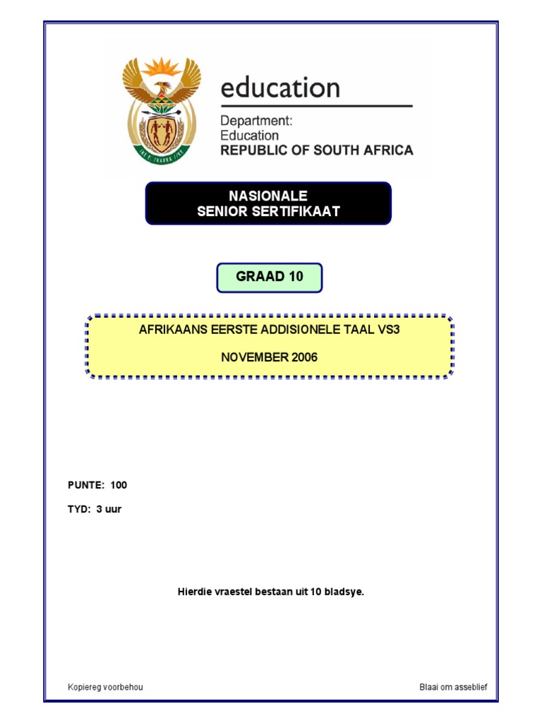 Afrikaans P2 | PDF