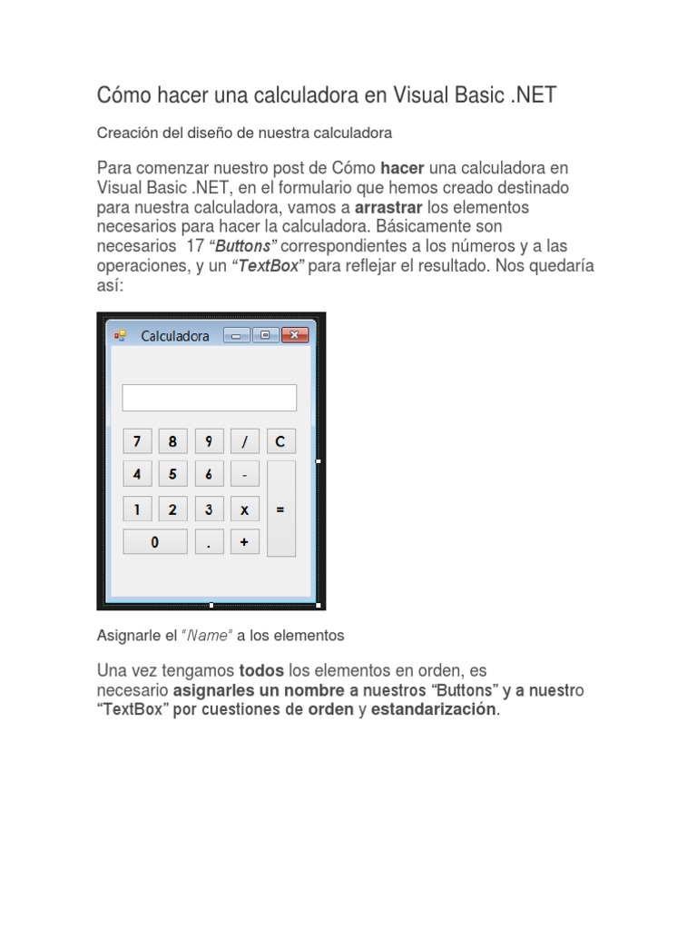 Calculadora en Visual Basic .NET | PDF | Básico | Ingeniería de software