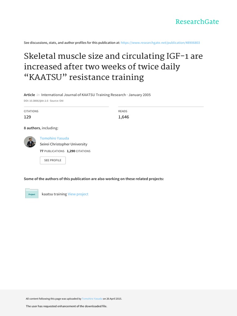 Skeletal Muscle Size and Circulating IGF-1 Are Increased After Two ...