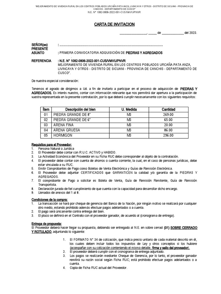 Bases Piedra Y Agregados Nvenio 1082 0806 2022 001 Vmvu Pnvr Oficial Pdf Fundación