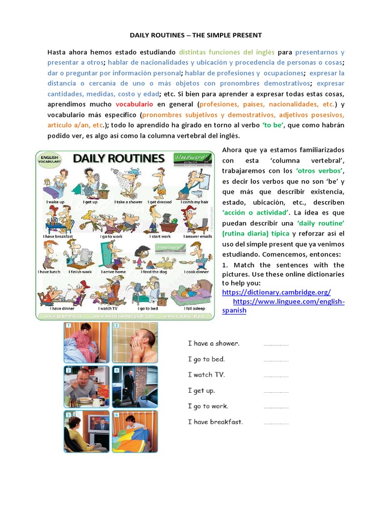 Class7_DAILY ROUTINES_apunte | PDF | Verbo | Morfología Lingüística