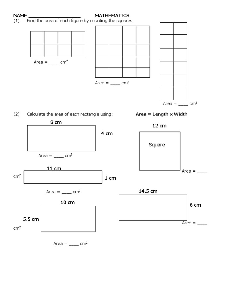 Area and Perimeter Worksheets for Grade 4 | PDF