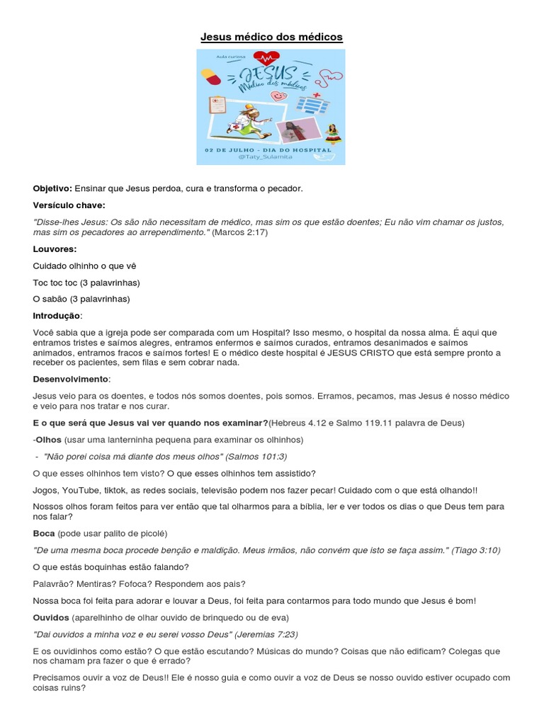 Jesus Médico Dos Médicos Pdf Pecado Fé