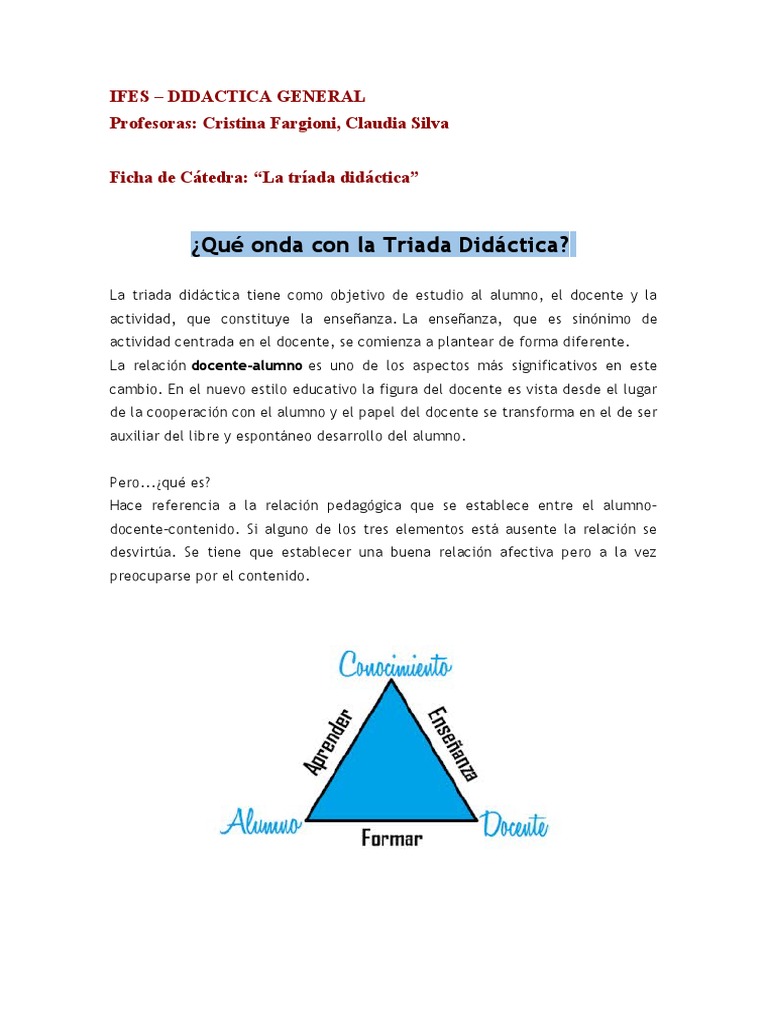 2 - Ficha de Triada | PDF | Aprendizaje | Maestros