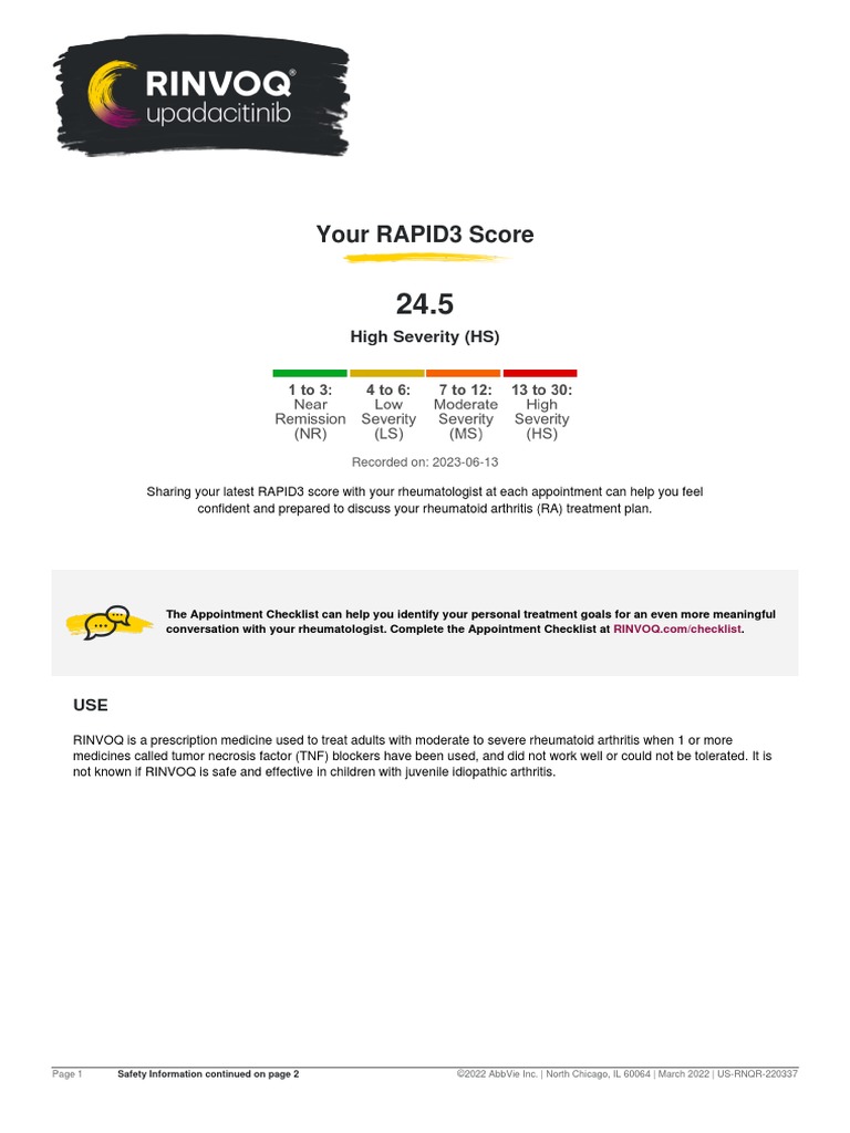 Your RAPID3 Score | PDF | Cancer | Breastfeeding