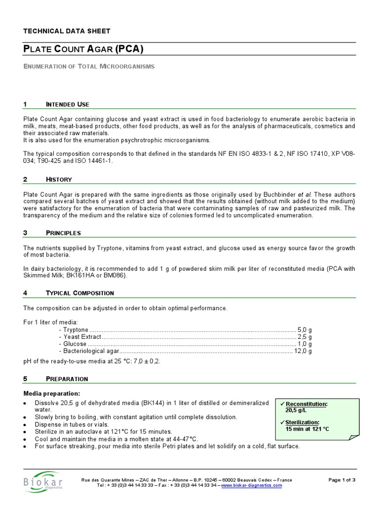 Microbial Testing with PCA | PDF | Growth Medium | Milk