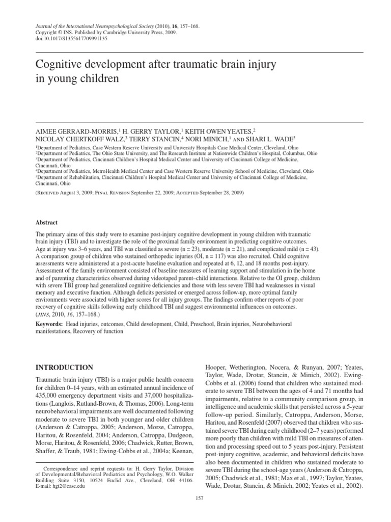 17 Cognitive TEC | PDF | Traumatic Brain Injury | Socioeconomic Status