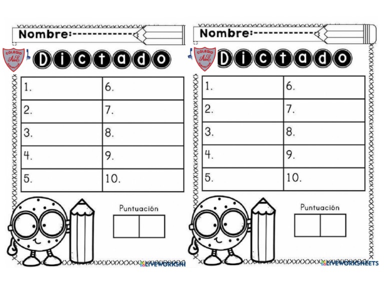 Formato Dictado de Palabras | PDF