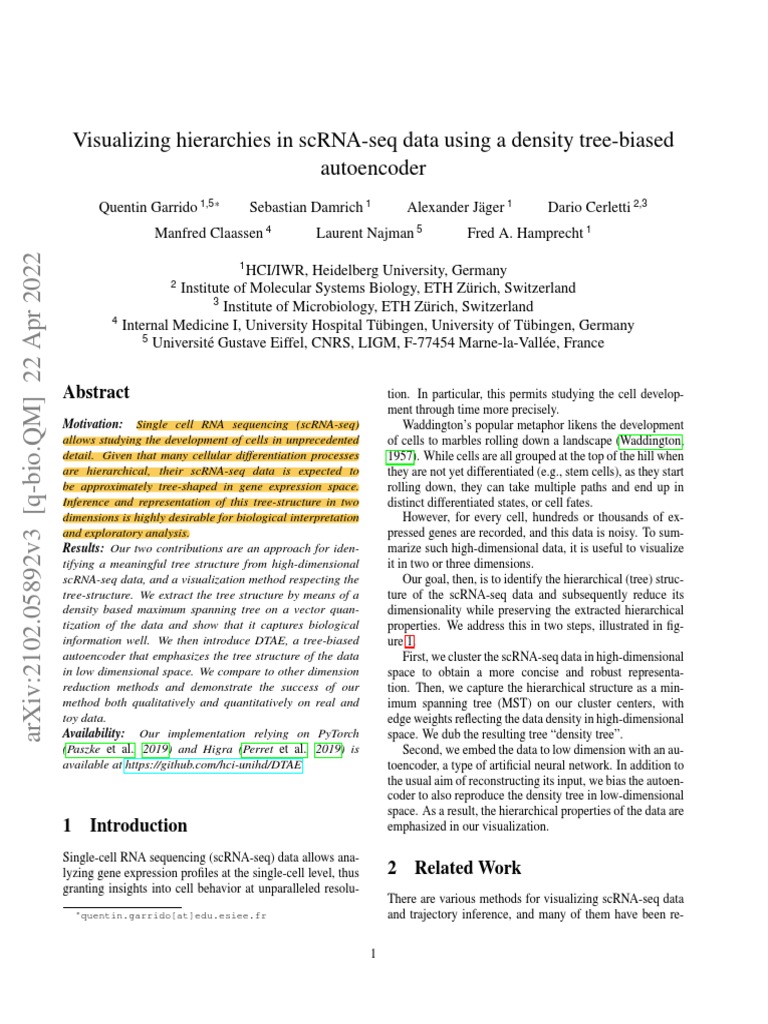Visualizing Hierarchies in scRNA-seq Data Using A Density Tree-Biased ... Visualizing Hierarchies in scRNA-seq Data Using A Density Tree-Biased ...