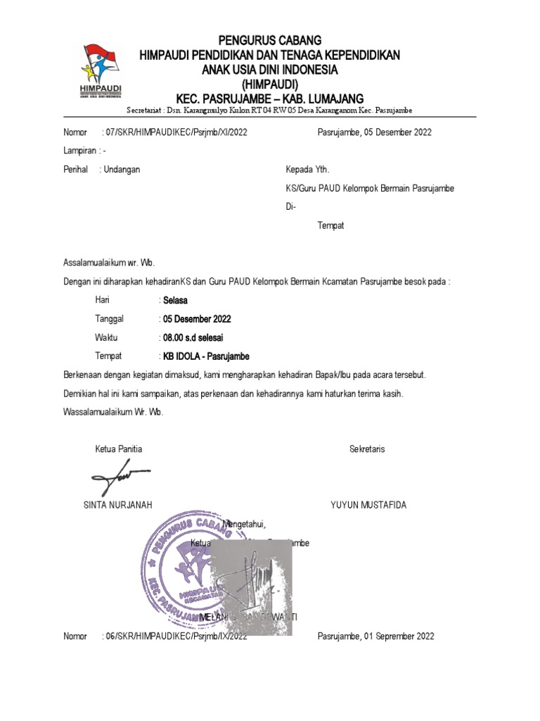 Undangan Harlah Himpaudi | PDF