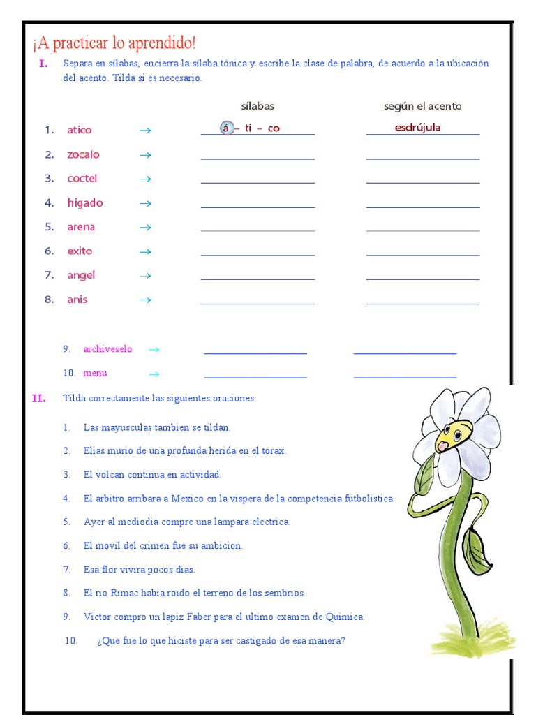 Práctica de Tildes y Lectura 7° Grado | PDF