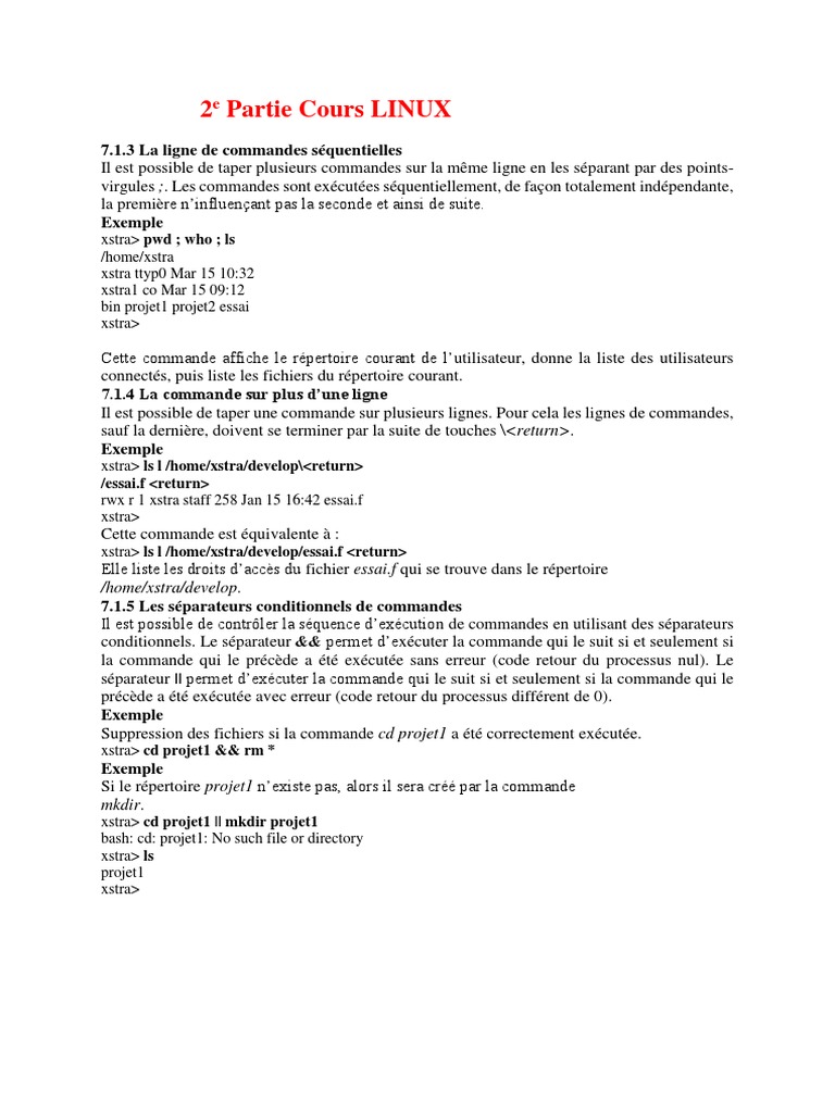 Suite Cours Linux Bon | PDF | Structure de contrôle | Langage de programmation