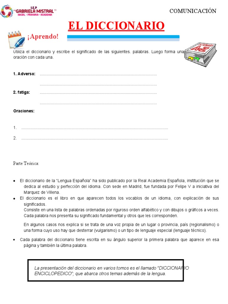 Uso del Diccionario para Niños | PDF | Diccionario | Palabra