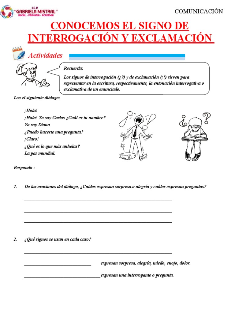 Conocemos El Signo de Interrogación y Exclamación Práctica | PDF