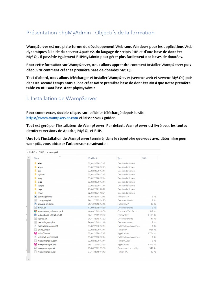 Formation Wampserver | PDF | MySQL | PHP